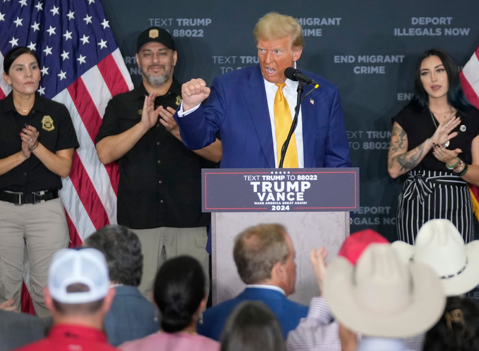 Houston mother Alexis Nungary speaks at Trump rally in Austin